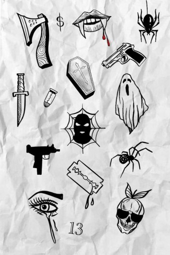 Friday The 13th Tattoo Flash Black & Gray By Rene Cristobal - Iron Palm ...