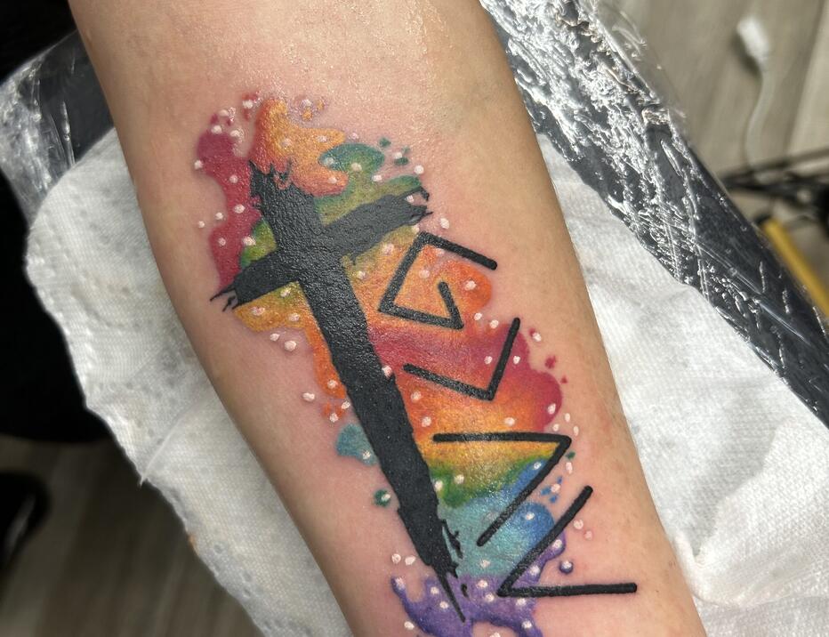 Christian Cross & Waterfall Watercolor Tattoo By Lyric TheArtist - Iron ...