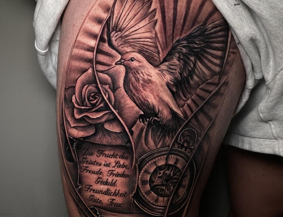 Sentimental Dates Leaf Color Tattoo By Khem At Iron Palm Tattoos - Iron ...