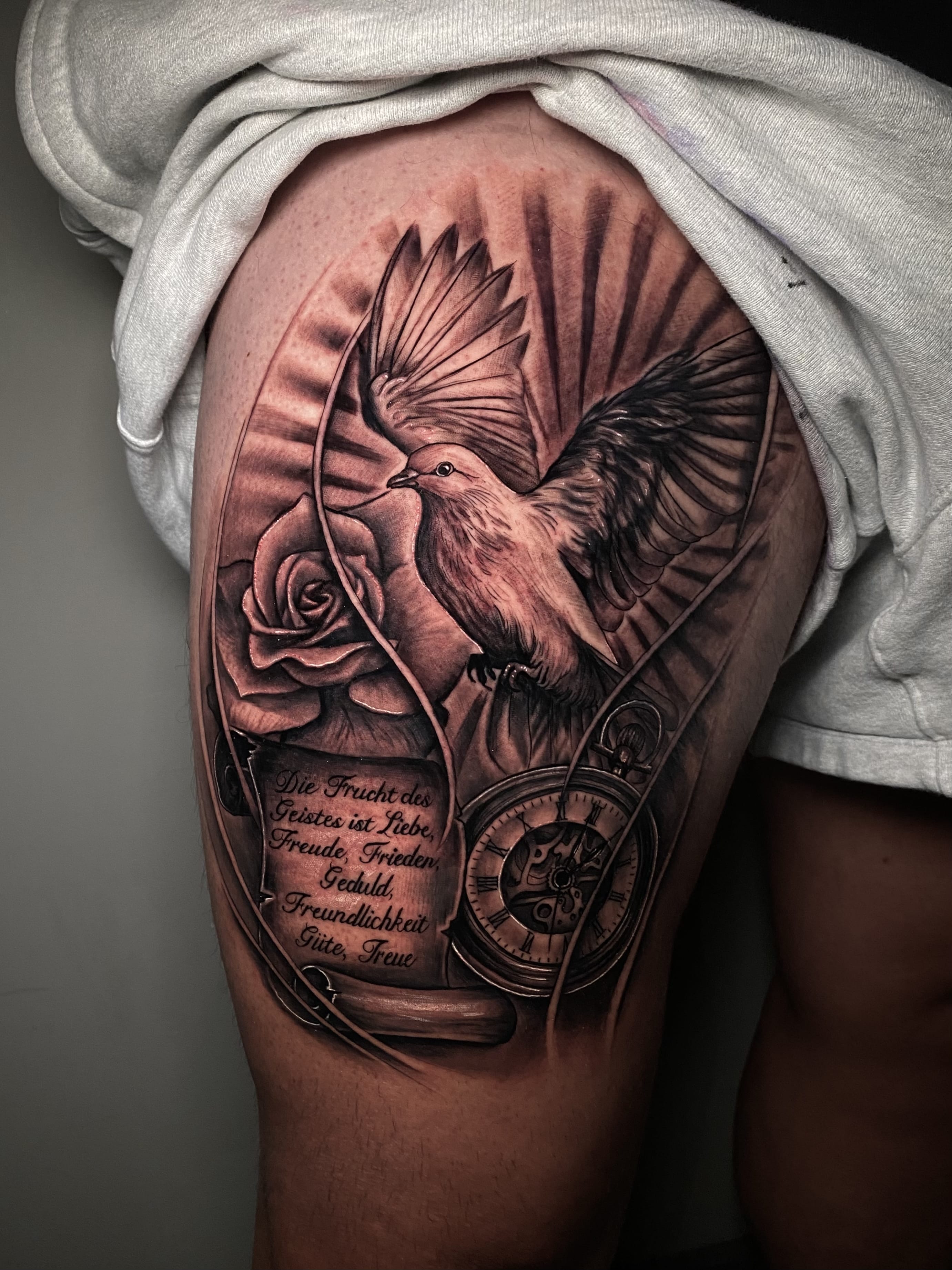 Sentimental Dove Blackwork Tattoo By Rene Cristobal - Iron Palm Tattoos ...