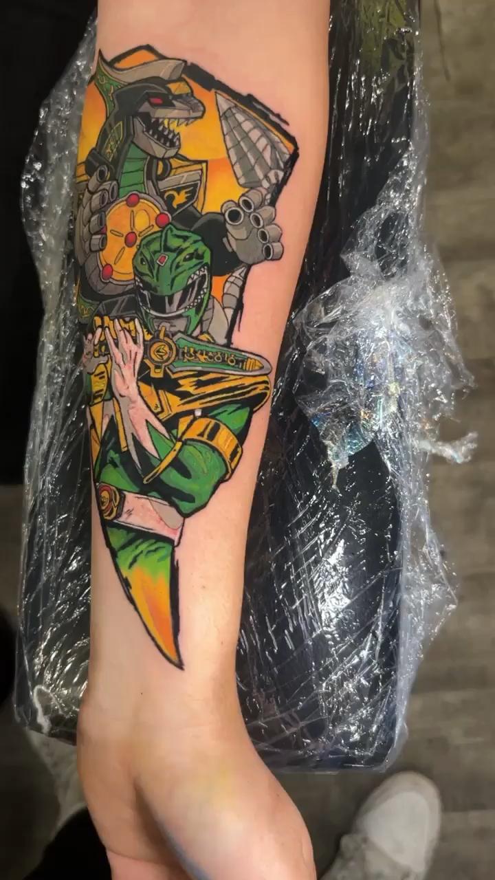 Green Power Ranger & Dragonzord Tattoo Tribute to Jason David Frank by ...